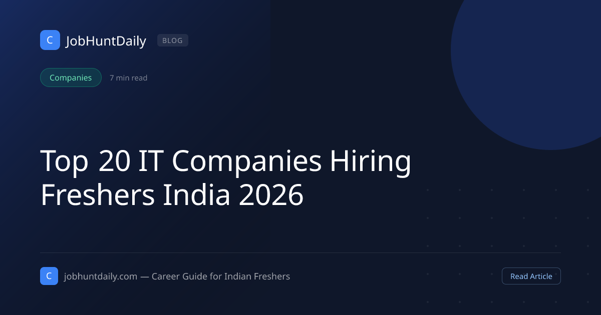 Top 20 IT Companies Hiring Freshers India 2026 | JobHuntDaily — Job ...