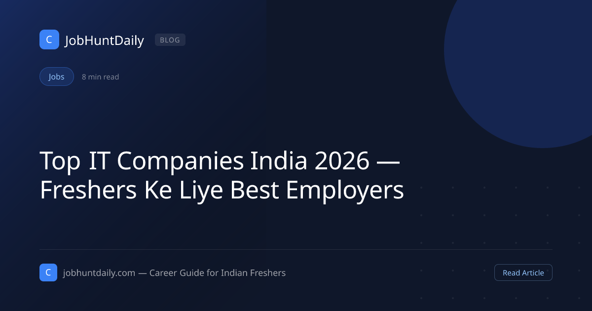 Top IT Companies India 2026 — Freshers Ke Liye Best Employers ...